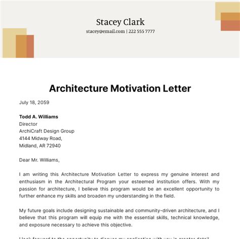 Free Architecture Motivation Letter Template To Edit Online