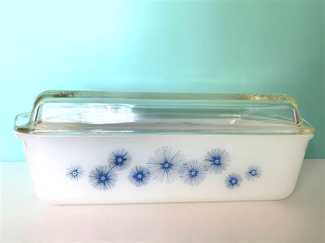 Agee Pyrex Rare Blue Sunburst Cob 400 Casserole Etsy