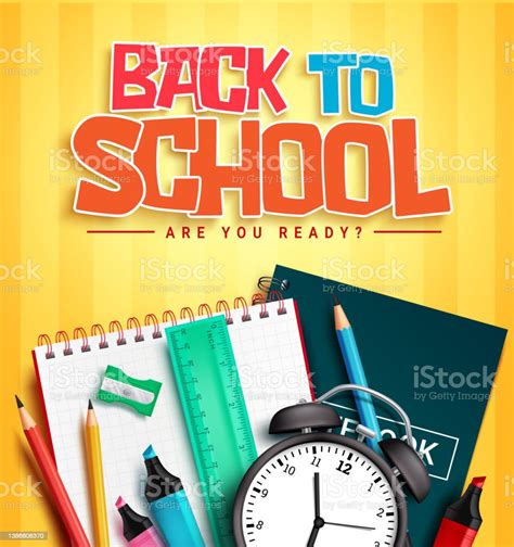 학교 벡터 디자인으로 돌아갑니다 다시 교육 항목의 교육 항목과 노트북과 학습 용품 장식을위한 패턴 배경에 알람 시계의 교육