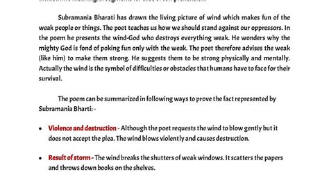 Apsg Class 9 Wind Summary And Stanza Wise Explaination