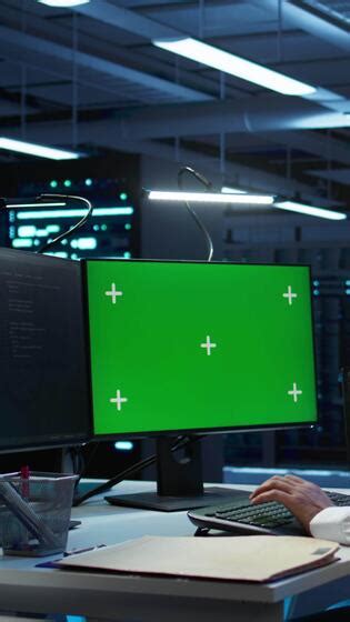 Vertical Engineer In Data Center Monitoring Security Threats Using Mockup Computer Implementing