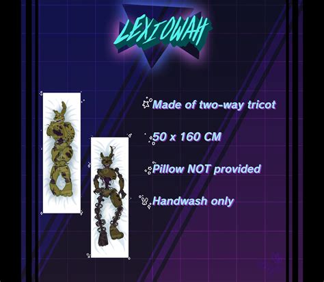 Springtrap Burntrap Body Pillow Dakimakura Cover Fnaf Etsy Uk