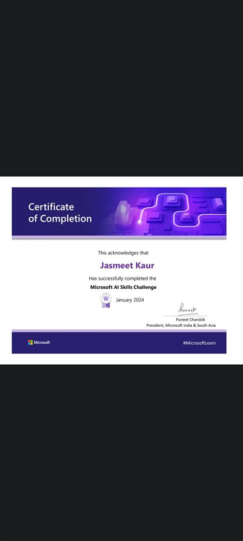 Jasmeet Kaur On Linkedin Microsoftai Skillchallengecompleted
