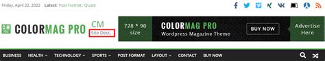Header Area Overview Colormag Documentation