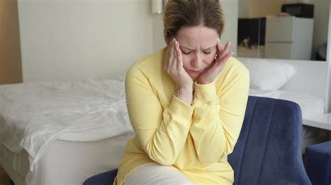 Cervicogenic Migraine Headache Pain Woman Suffering From Headache At