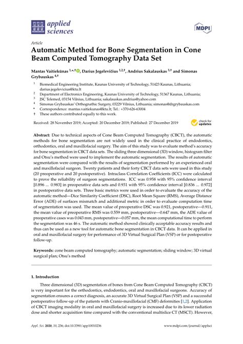 Pdf Automatic Method For Bone Segmentation In Cone Beam Computed
