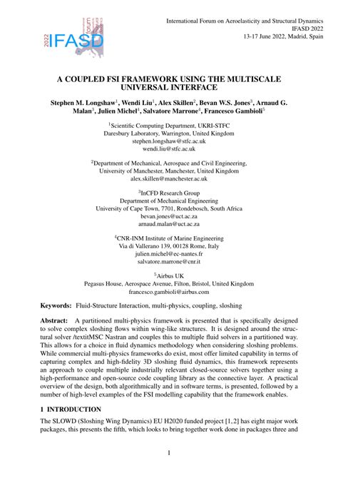 Pdf A Coupled Fsi Framework Using The Multiscale Universal Interface