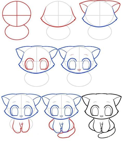 Как нарисовать красивую лежащую кошку аниме мордочку силуэт глаза