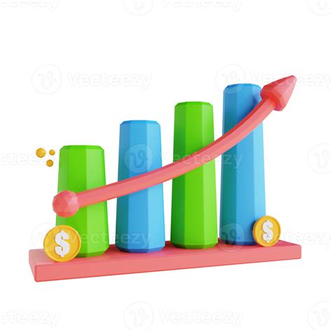 3d Illustration Low Poly Graph Up 9390683 Png