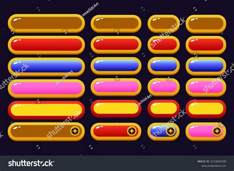 Game Ui Buttons Cartoon Menu Interface Stock Vector Royalty Free