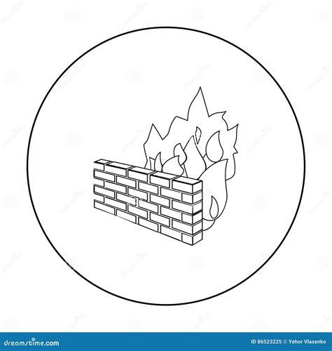Firewall Icon In Outline Style Isolated On White Background Hackers And Hacking Symbol Stock