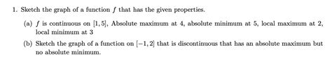 Solved 1 Sketch The Graph Of A Function F That Has The