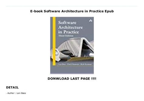 E Book Software Architecture In Practice Epub