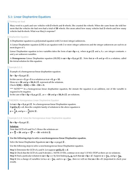 Math 134 Number Theory Linear Diophantine Equations 5 Linear