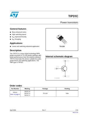TIP31C Datasheet And Replacement Transistor Equivalent Finder Cross Reference AllTransistors Com