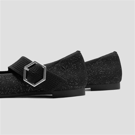Pointed Toe Mary Jane Flats Maria Metallic Black Eu39 Vivaia