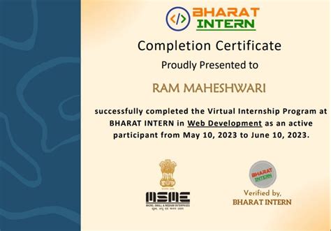 Ram Maheshwari On Linkedin Conection Bharatintern Internship
