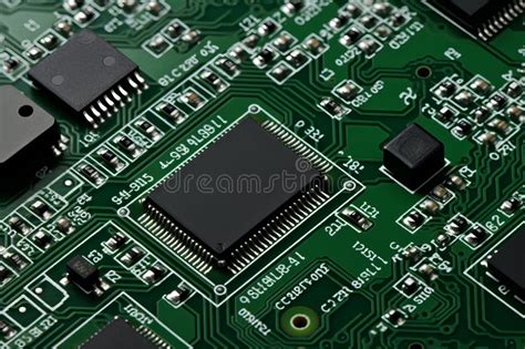 Circuit Board Close Up Showcasing Intricate Components And Connections Generative Ai Stock