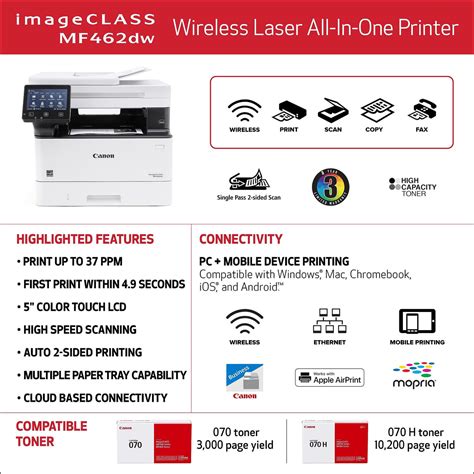 Canon Imageclass Mf462dw All In One Wireless Monochrome Laser Printer