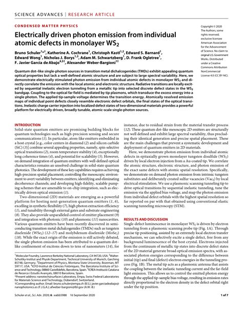 Pdf Electrically Driven Photon Emission From Individual Atomic