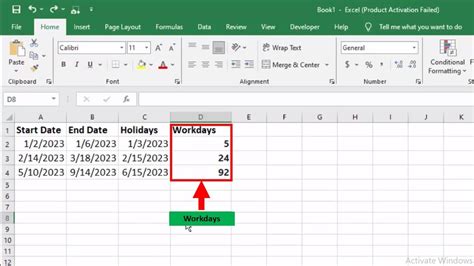 How To Calculate Workdays In Microsoft Excel Youtube