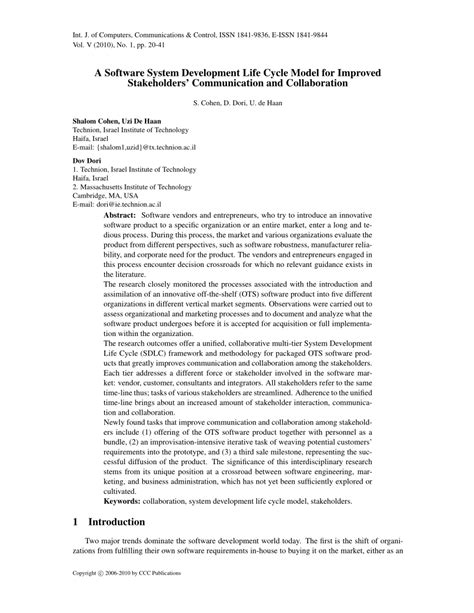 Pdf A Software System Development Life Cycle Model For Improved Stakeholders Communication