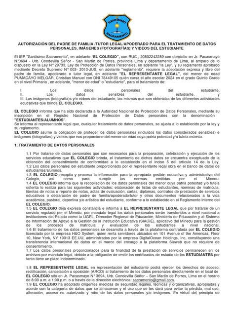 Autorización Para El Tratamiento De Datos Personales Imágenes