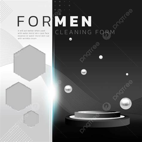 블랙 그라디언트 기하학적 고급 연단 제품 3d 스킨 케어 남성용 템플릿 Psd 다운로드 디자인 자료 다운로드