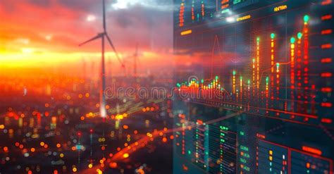 Data Visualization At Sunset Over A City Skyline Stock Image Image Of