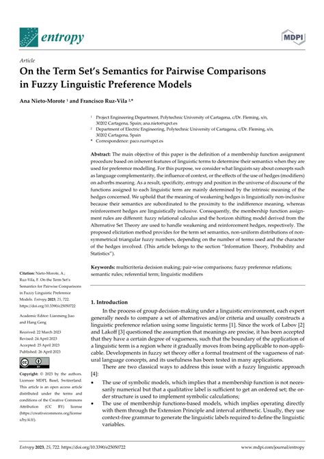 Pdf On The Term Sets Semantics For Pairwise Comparisons In Fuzzy Linguistic Preference Models