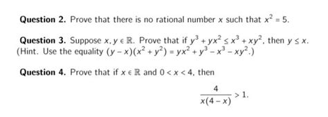 Solved Question 2 Prove That There Is No Rational Number X Chegg Com