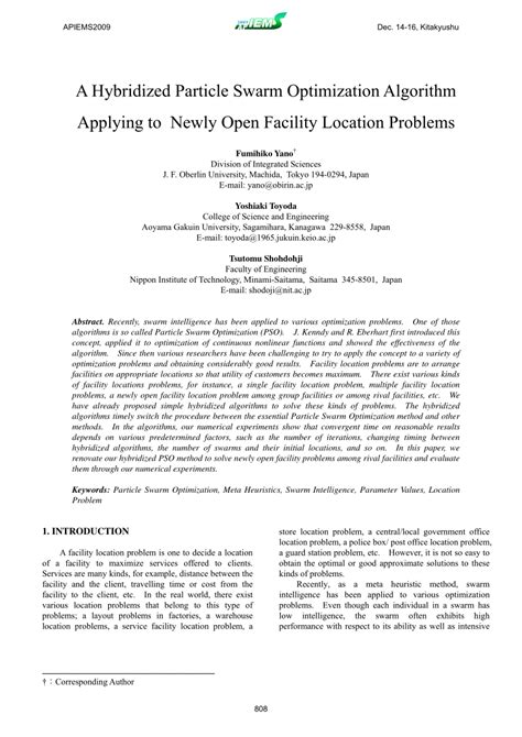 Pdf A Hybridized Particle Swarm Optimization Algorithm Applying To