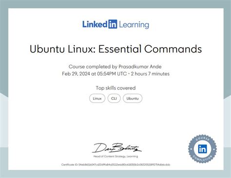 Prasadkumar Ande On Linkedin Just Finished The Course Ubuntu Linux Essential Commands