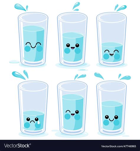 Cartoon Glasses Of Water Set Royalty Free Vector Image