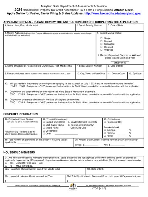 Md Homeowners Property Tax Credit Fill Out And Sign Online Dochub