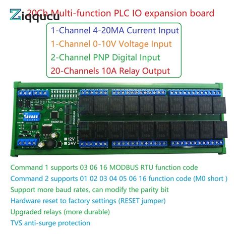 디지털 아날로그 Io 모듈 모드버스 Rtu Plc Uart 확장 보드 20ch Rs485 스위치 4 20ma 전류 0 10v 전압 판독 Aliexpress