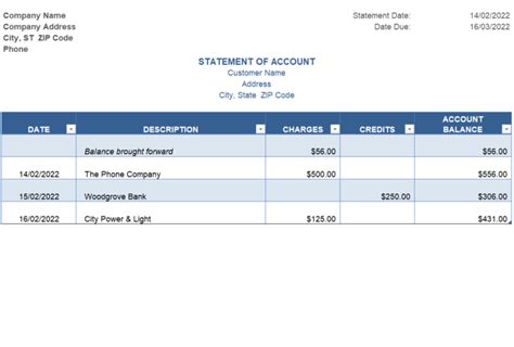 18 Official Statement Of Account Templates [in Excel And Word] Day To Day Email