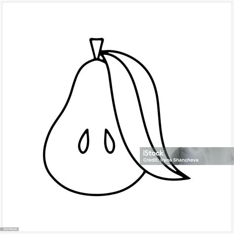 낙서 배 음식 아이콘 고립 손으로 그린 선 아트 스케치 과일 색칠 공부 페이지 책 벡터 스톡 일러스트레이션 Eps 10 건강한 식생활에 대한 스톡 벡터 아트 및 기타 이미지