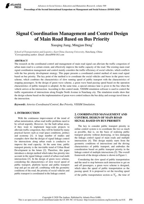 Pdf Signal Coordination Management And Control Design Of Main Road Based On Bus Priority
