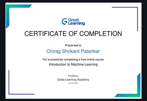 Completed A Machine Learning Course Chirag Patankar Posted On The