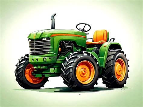 Premium Vector Vector Green Tractor With Big Wheels Isolated