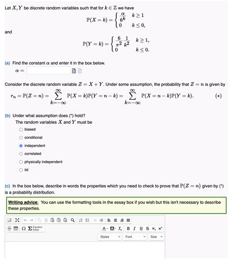 Solved Let X Y Be Discrete Random Variables Such That For Chegg
