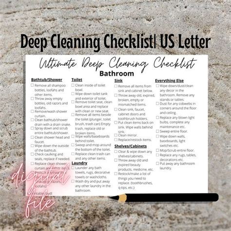 Printable Bathroom Deep Cleaning Checklist Ultimate Spring Cleaning