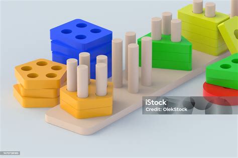 아이들을 위한 논리 장난감 아동의 취학 전 발달 몬테소리 소재 사고 과정 인지 능력 3d 렌더링 3차원 형태에 대한 스톡 사진 및 기타 이미지 Istock