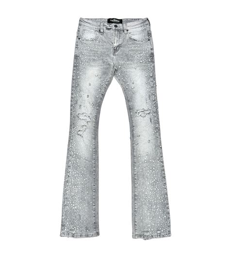 Vicious Embellished Rhinestone Flared Denim Vc951 Grey Snkrs X Press