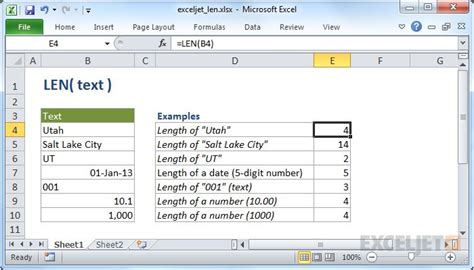 excel len function count characters in text