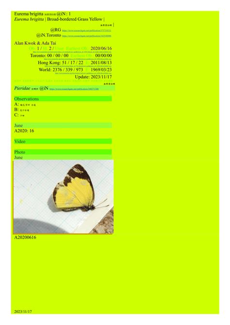 Pdf Eurema Brigitta 無標黃粉蝶 In