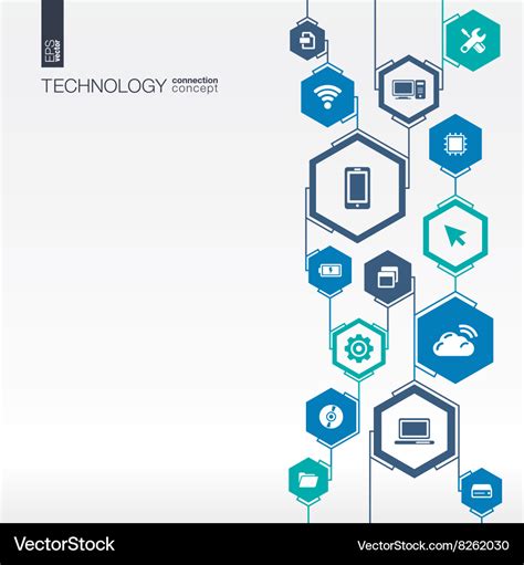 Technology Network Hexagon Abstract Background Vector Image