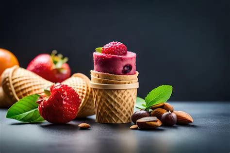 Premium Ai Image A Container Of Raspberry And Kiwi