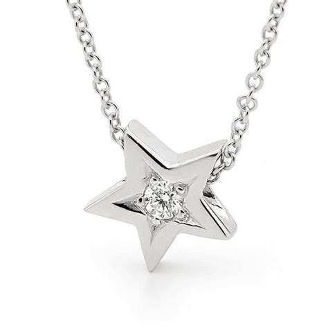Diamond Star Necklace Small White Gold Natural Diamond Star Pendant On